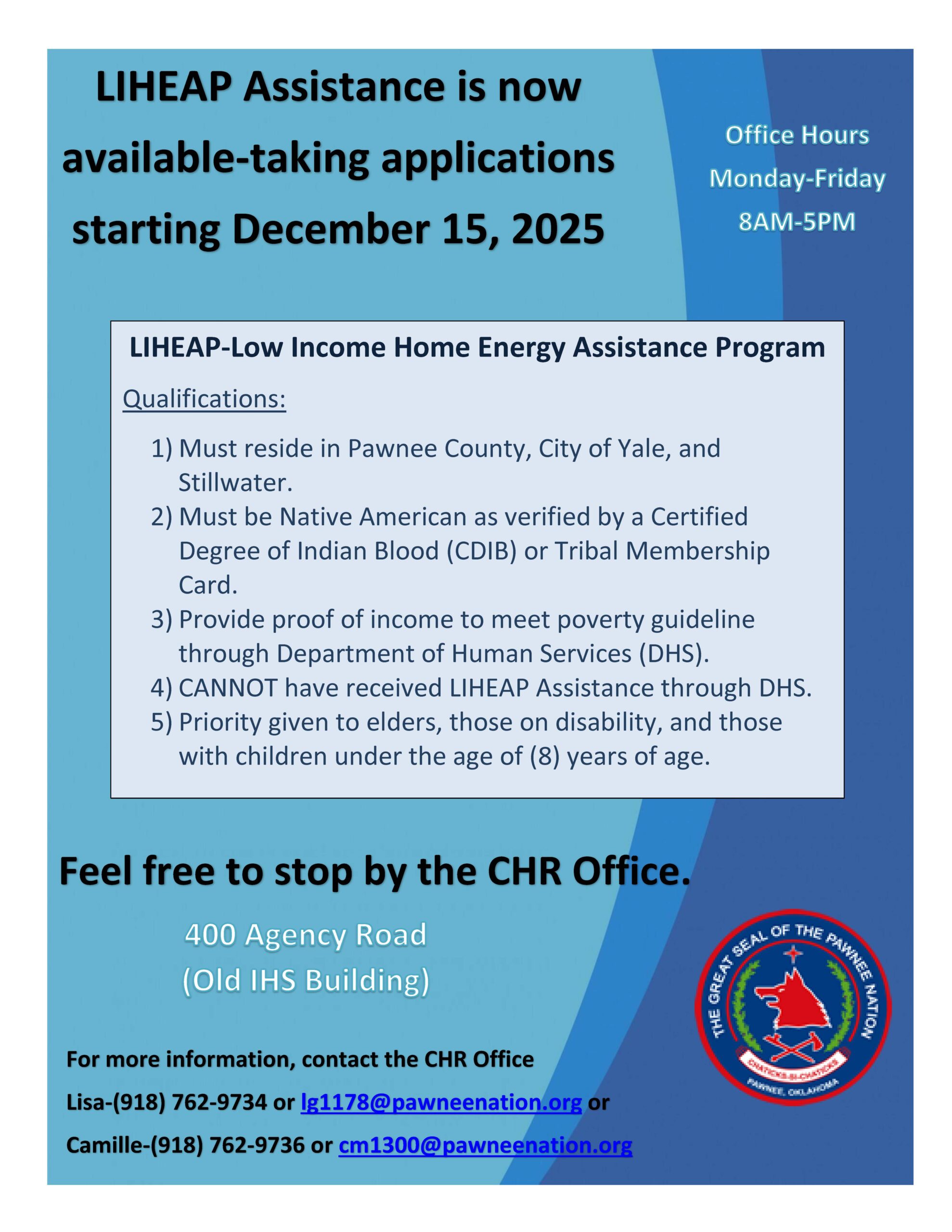 LIHEAP Assistance is now available! | Pawnee Nation of Oklahoma